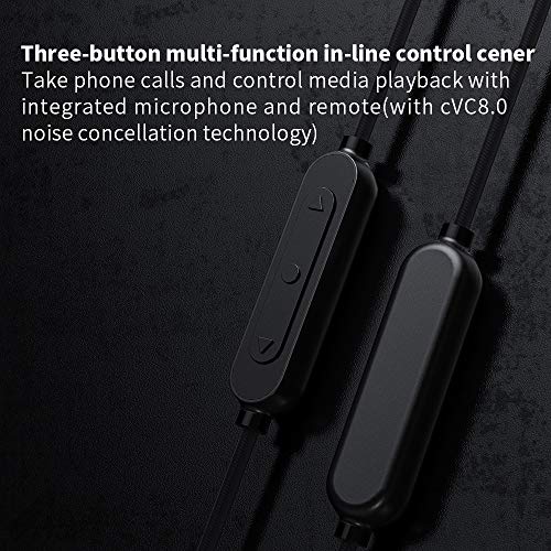 FiiO LC-BT1 Earphone Headphones Cable Bluetooth HiFi Wireless with aptX/AAC/SBC Support and Mic, 7H Playtime and App Control (MMCX)