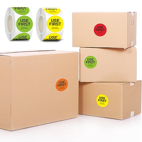 Zzunkn 2000 PCS Use First Stickers, 1.5 Inch Inventory Control Labels, Permanent Adhesive Restaurant Quality Food Labels Circle Label Dot Labels- 500 Stickers Per Roll (Green)