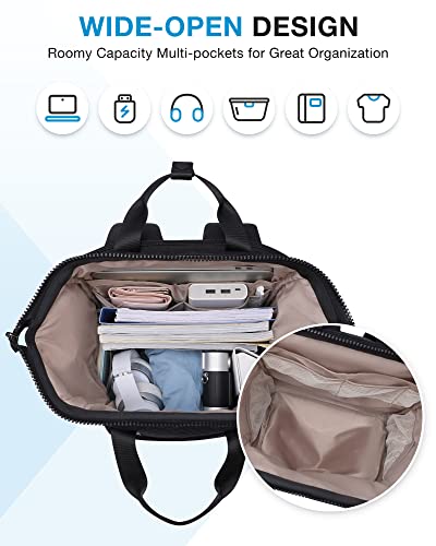 BAGSMART Laptop Backpack 15.6 Inch Travel Backpack for Women, Lunch Backpack Work Backpack Business Computer Back Pack(Black)