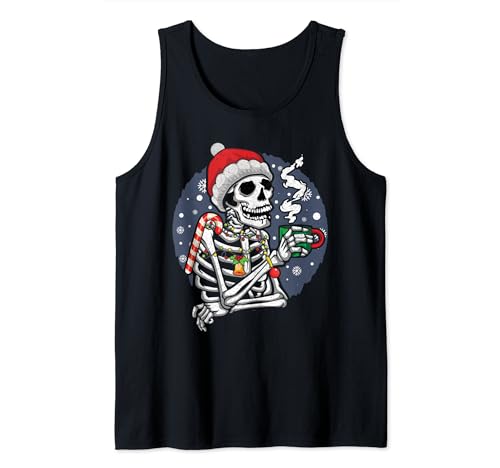 Cool Skeleton Drinking Chocolate Winter December Christmas Tank Top