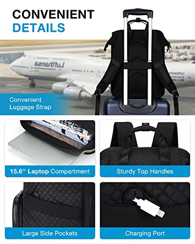BAGSMART Laptop Backpack 15.6 Inch Travel Backpack for Women, Lunch Backpack Work Backpack Business Computer Back Pack(Black)