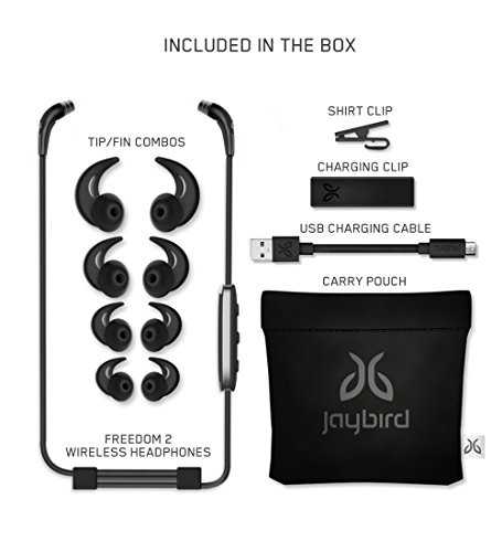 Jaybird FREEDOM 2 In-Ear Wireless Bluetooth Sport Headphones with SpeedFit β Tough All-Metal Design β Carbon