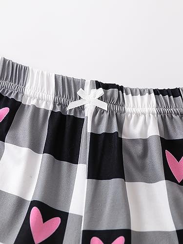 Verdusa Girl's Plaid Print Elastic Waist Casual Shorts Plaid Heart Multi 150