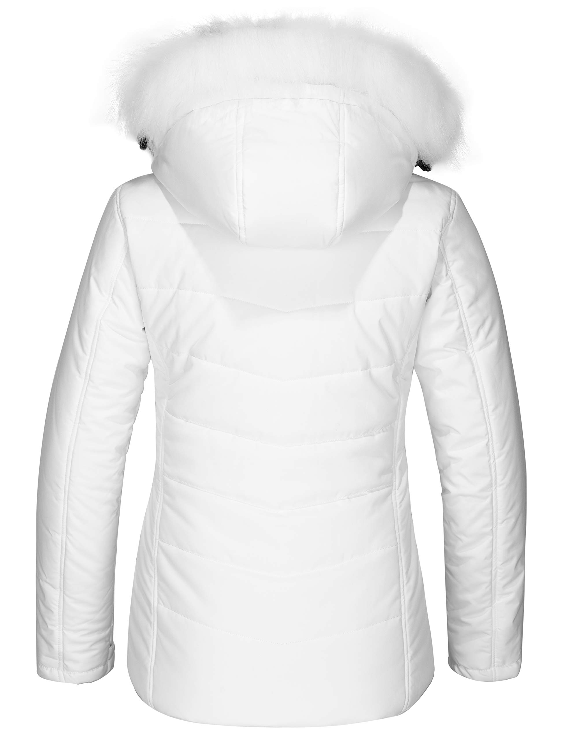 Skieer Women's Snow Jacket Hooded Soft Insulated Winter Ski Snowboard Coat(White,X-Large)