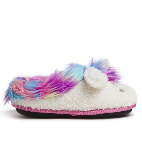 Dearfoams Easter Basket Stuffers Gifts for Kids Washable Animal Critter Slippers, Multi Unicorn, 7-8 Toddler
