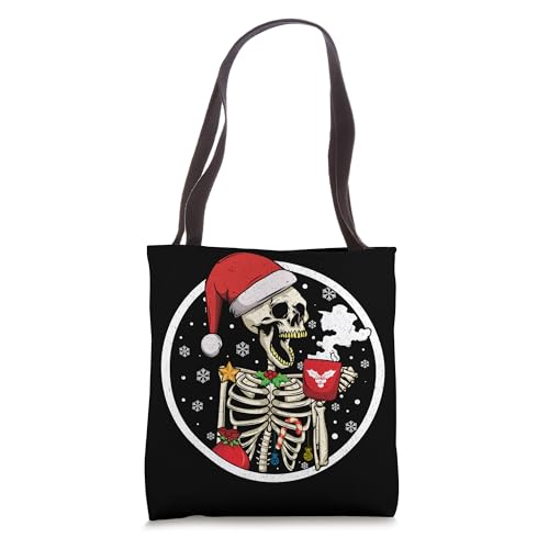 Skeleton Drinking Chocolate Winter December Christmas Tote Bag