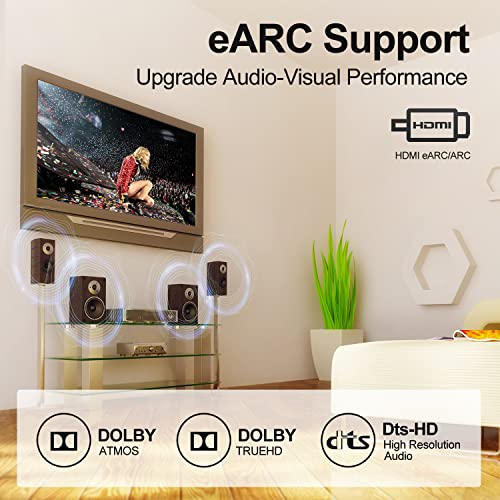 AUDIANO 8K HDMI 2.1 Cable, 48 Gbps Ultra High Speed 3D Nylon Braided Cord, Supports 8K 60Hz 4K 120Hz 144Hz, eARC Dolby Vision HDR 10, HDCP 2.2 2.3, Compatible with Roku/PS4/PS5/Blu-ray(6.6ft/2M)