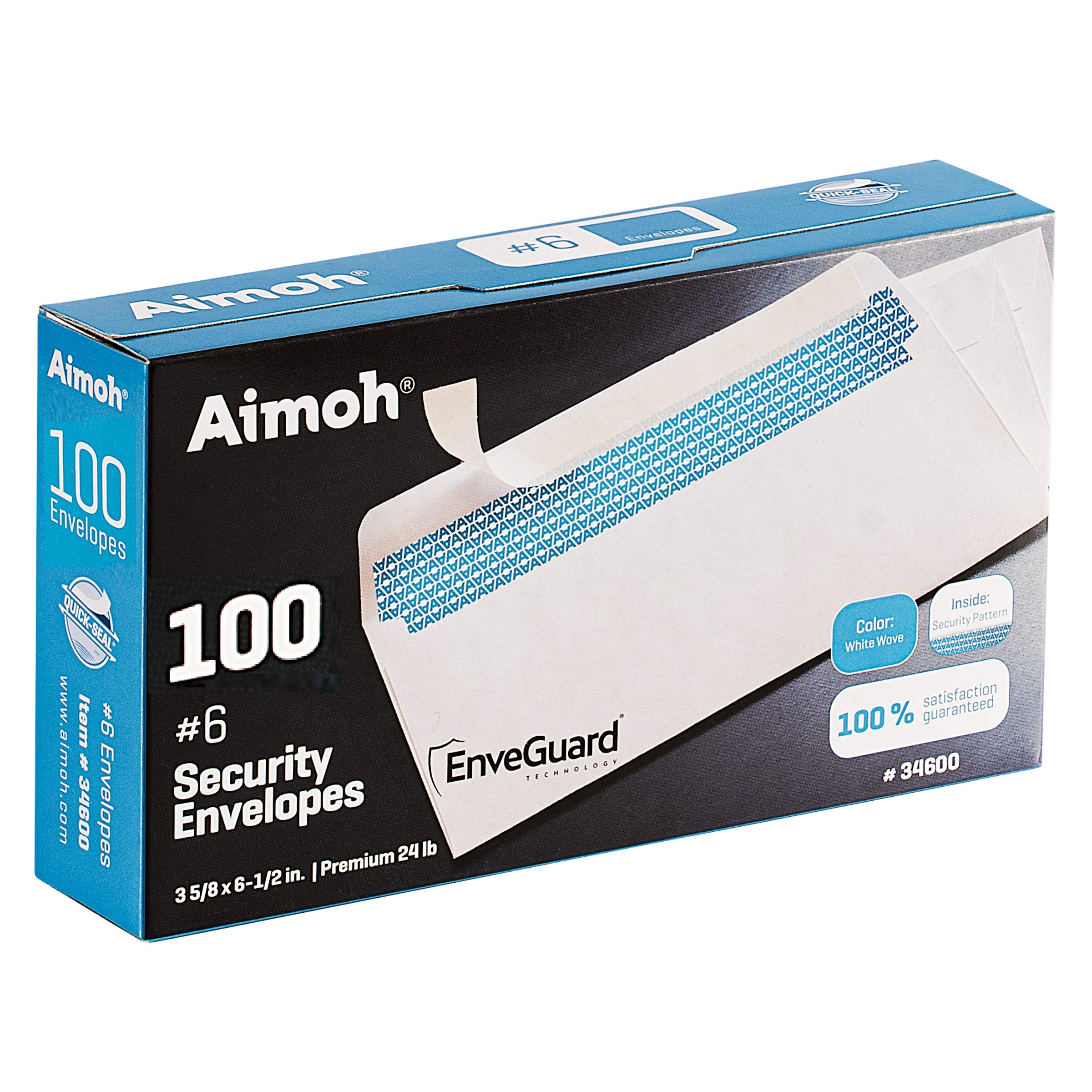 #6 3/4 Security Tinted Self-Seal Envelopes - No Window, Size 3-5/8 X 6-1/2 Inches - White - 24 LB - 100 Count (34600)