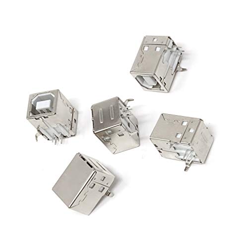 Honbay 20PCS USB 2.0 Type B Female Socket Connector Jack Port, 4-Pin DIP 90 Degree Right Angle, Repair Replacement Adapter