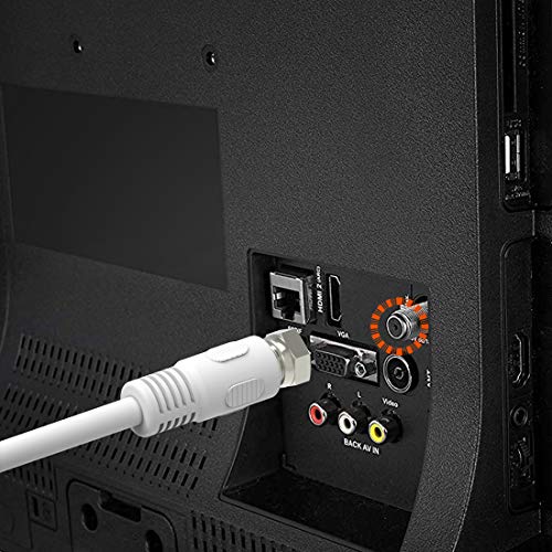Short Coaxial Cable, 2-Pack 1ft Coaxial Cable, RG6 Cable 0.3m with Right Angle Connectors, White 75 Ohm Shield Digital Coax Cables with F-Male Connectors, Ideal for TV Antenna DVR Satellite
