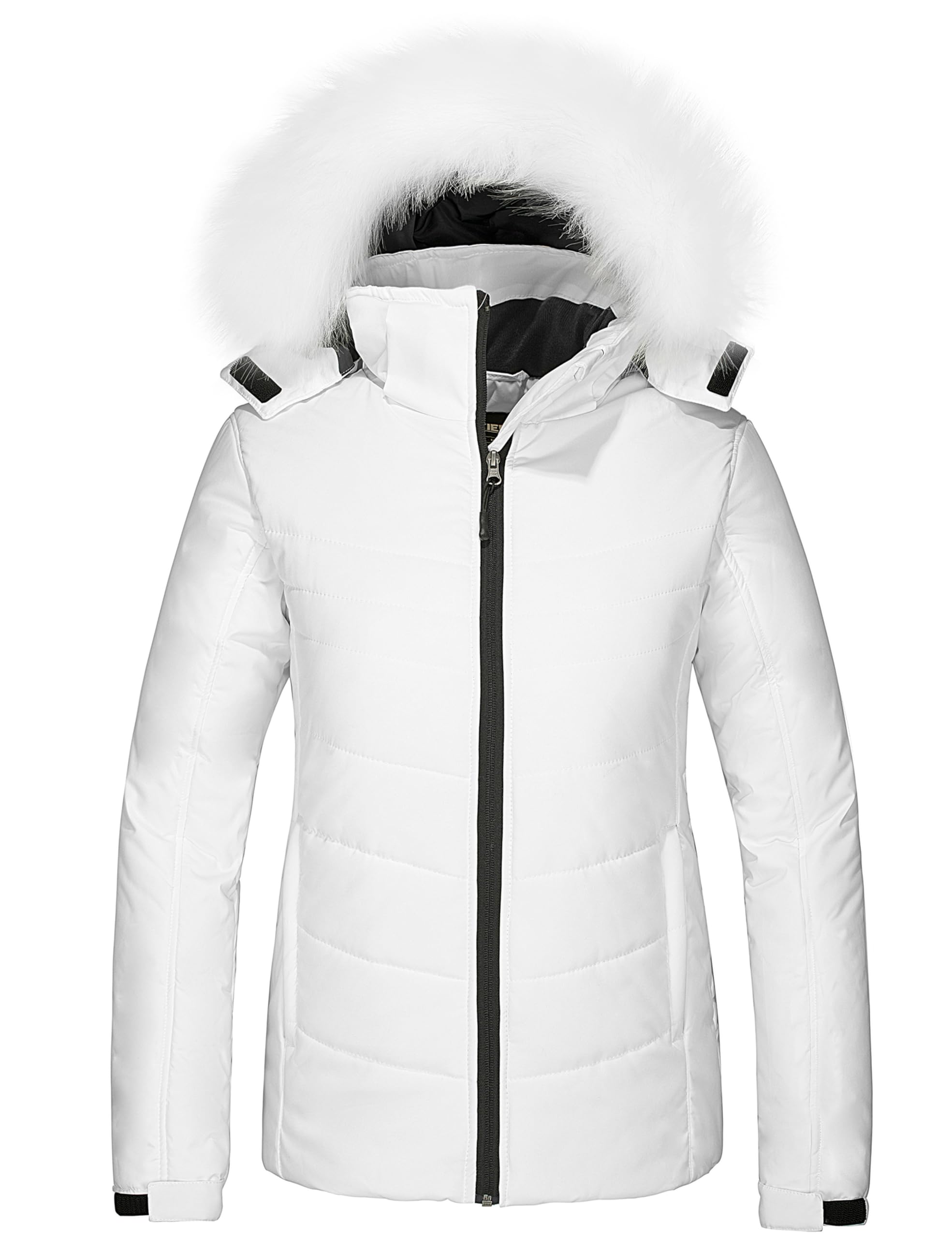 Skieer Women's Snow Jacket Hooded Soft Insulated Winter Ski Snowboard Coat(White,X-Large)