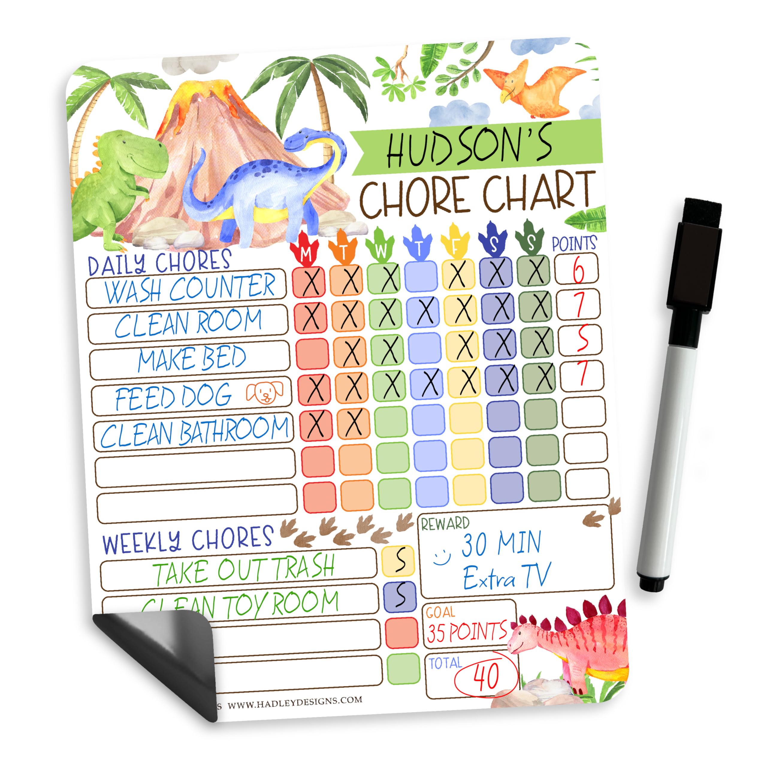 Dinosaur Kids Chore Chart Magnetic, Reward Chart for Kids, Good Behavior Chart for Kids at Home, My Responsibility Chart for Kids, Magnetic Reward Chart for Kids Behavior, Chore Chart for One Child