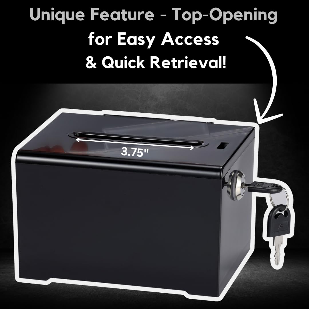 Adir Acrylic Donation Ballot Box with Lock - Secure and Safe Suggestion Box Great for Business Cards (6.25" x 4.5" x 4") Black