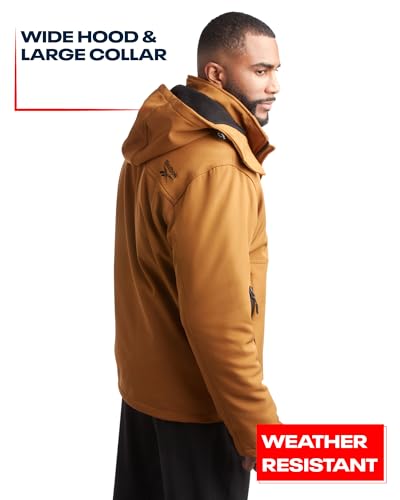 Reebok Men's Winter Coat –Softshell Jacket with Removable Puffer Coat – System Ski Jacket for Men (M-XXL), Size Medium, Timber