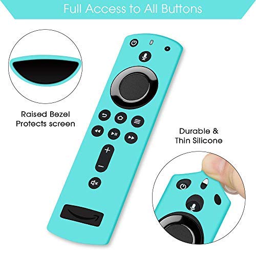 2 Pack Remote Case/Cover for Fire TV Stick 4K,Protective Silicone Holder Lightweight Anti Slip Shockproof for Fire TV Cube/3rd Gen All-New 2nd Gen Alexa Voice Remote Control-Turquoise,Green