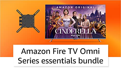 Amazon Fire TV 75" Omni Series 4K UHD smart TV bundle with Full Motion Wall Mount and Red Remote Cover
