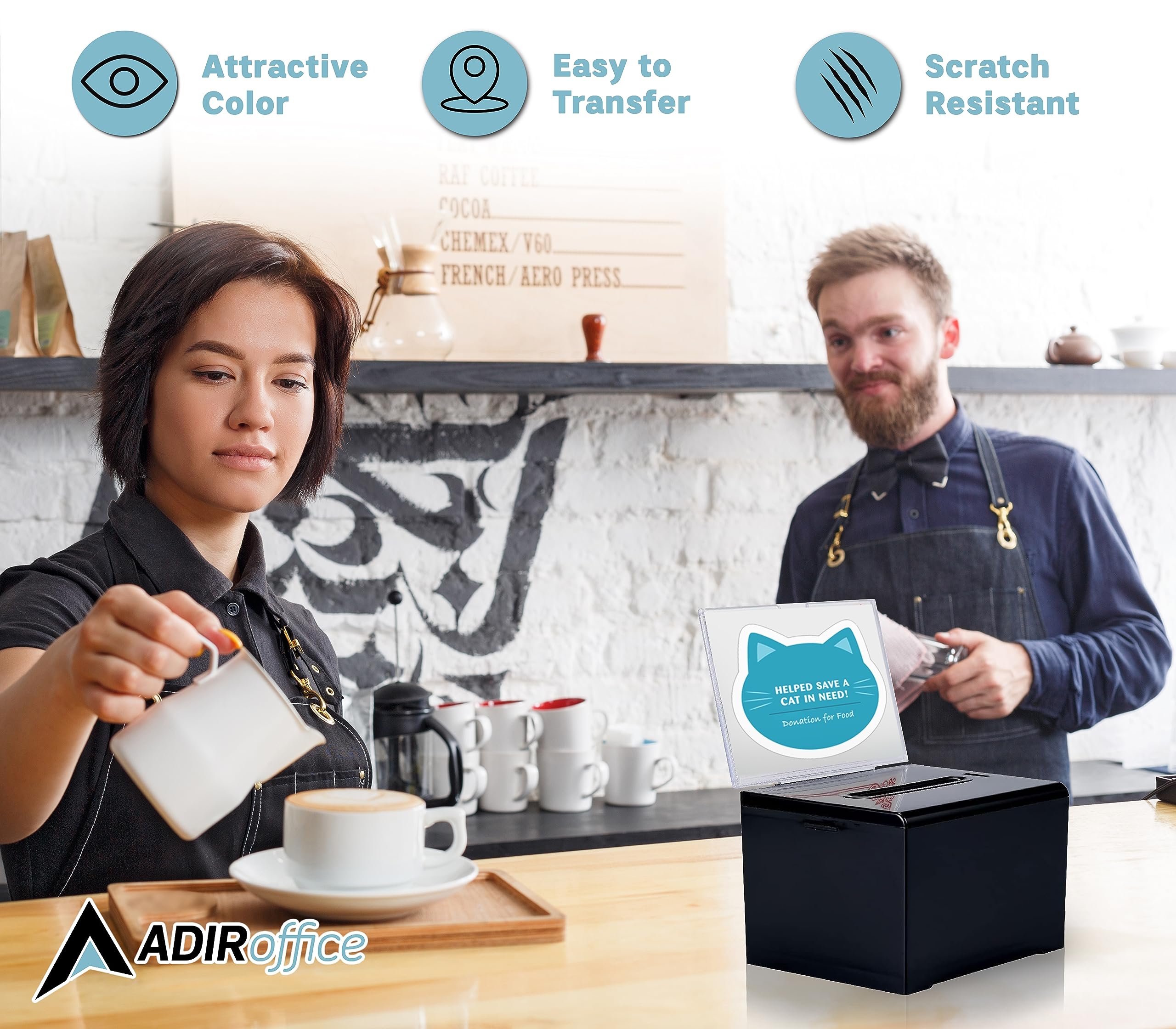 Adir Acrylic Donation Ballot Box with Lock - Secure and Safe Suggestion Box Great for Business Cards (6.25" x 4.5" x 4") Black