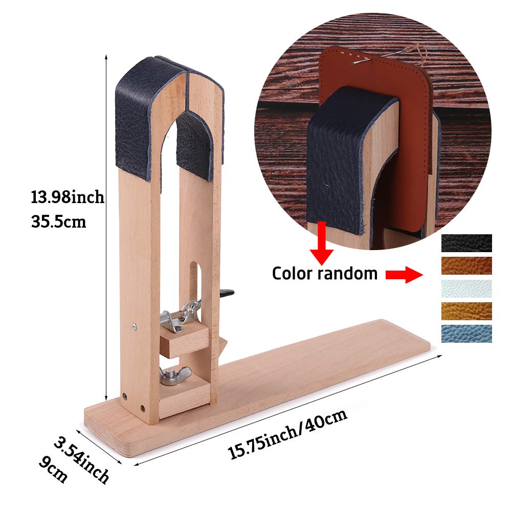 LUNARM Stitching Pony - Leather Sewing Table Desktop Pony Horse Clamp with Big Eyes Sewing Needles Instruction Nail Files Replaceable Patch for DIY Leather Hand Stitching