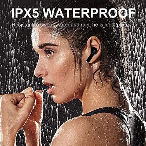 QiTooMar Mini Wireless Earbuds for Men/Women, Waterproof Sports Bluetooth Headphones, Stereo Noise Canceling in-Ear Headset Buds Earphones, 24Hours Support for Smartphone(Black)