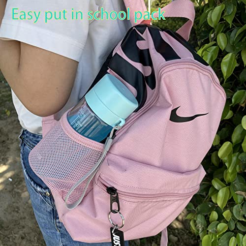 SEAYIN 12oz Kids Small Water Bottle for School Lunch Plastic Reusable Juice Cute Mini Crunch Cups Portable Cereal Refillable Milk Mug for Smoothie Coffee Tea Snacks Drinks Beverage (350ml, Blue Pink)