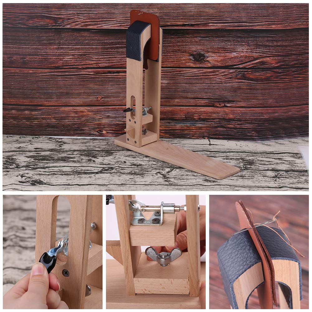 LUNARM Stitching Pony - Leather Sewing Table Desktop Pony Horse Clamp with Big Eyes Sewing Needles Instruction Nail Files Replaceable Patch for DIY Leather Hand Stitching