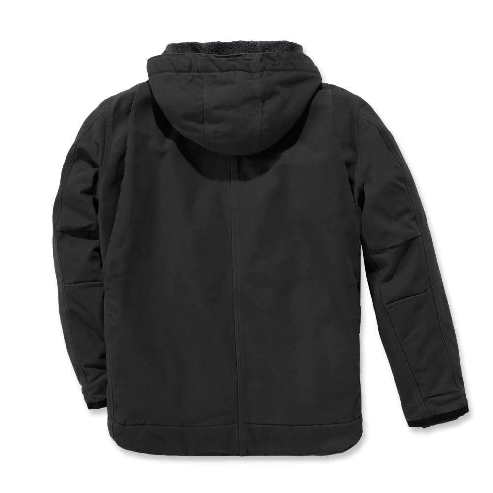 Carhartt Mens Relaxed Fit Washed Duck Sherpa-lined Jacket Work Utility Outerwear, Black, Large US