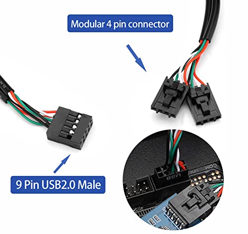 Nest Warehouse 9Pin USB Header Splitter Male 1 to 4 Female Extension USB 2.0 Motherboard USB 2.0 Adapter, Converter MB USB Adapter 9Pin Internal USB Hub Port Multiplier
