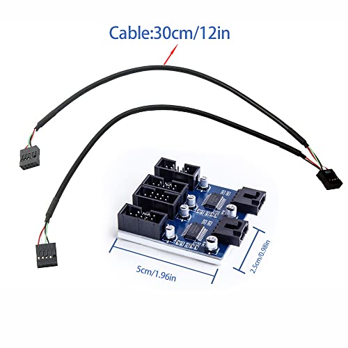 Nest Warehouse 9Pin USB Header Splitter Male 1 to 4 Female Extension USB 2.0 Motherboard USB 2.0 Adapter, Converter MB USB Adapter 9Pin Internal USB Hub Port Multiplier
