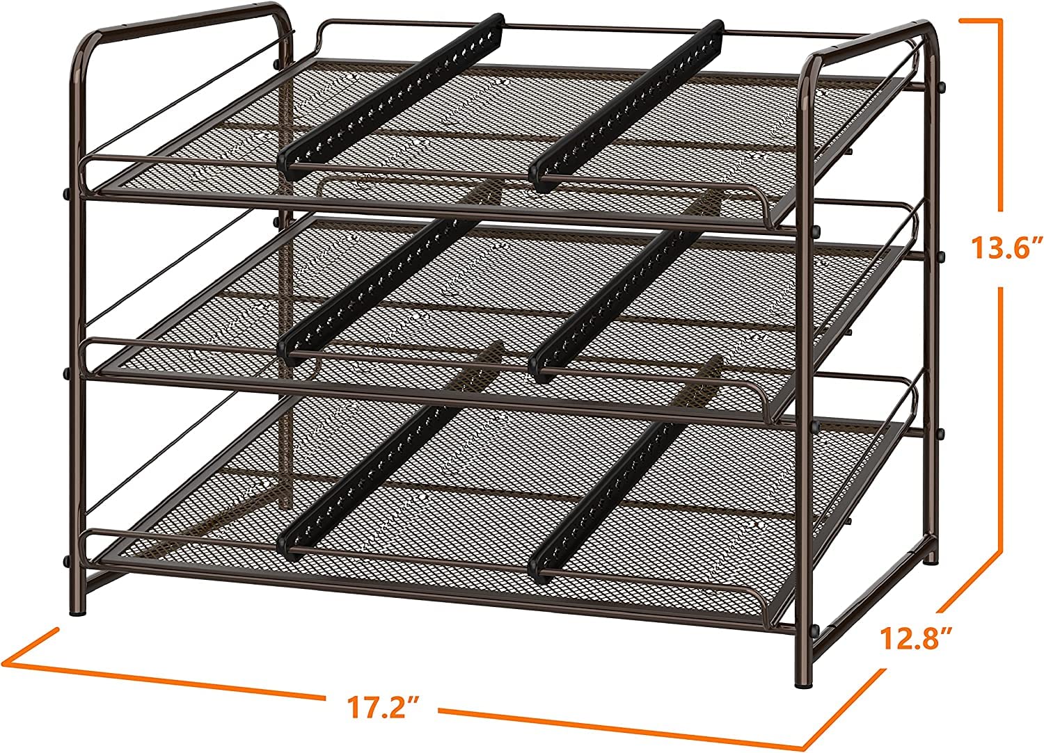 Simple Trending 3 Tier Stackable Can Rack Organizer, Mesh Can Storage Dispenser for Kitchen Cabinet or Pantry, Bronze