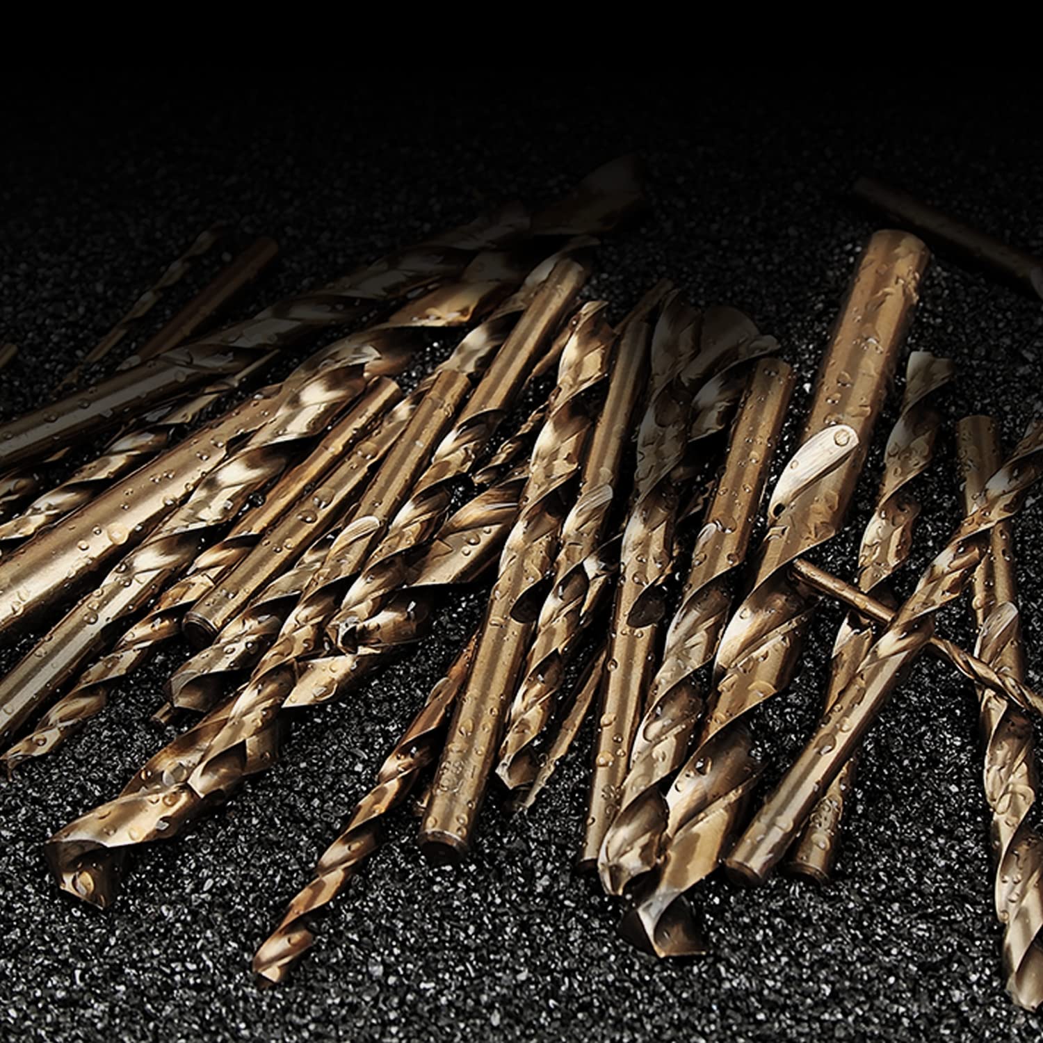 Powertough Titanium Drill Bit Set - 21-Piece M35 Co 5% High Speed Steel HSS for Steel Alloy and Other Hard Metals Fully Ground with 135°Split Point Drill Bits in Deluxe Metal Box E01014