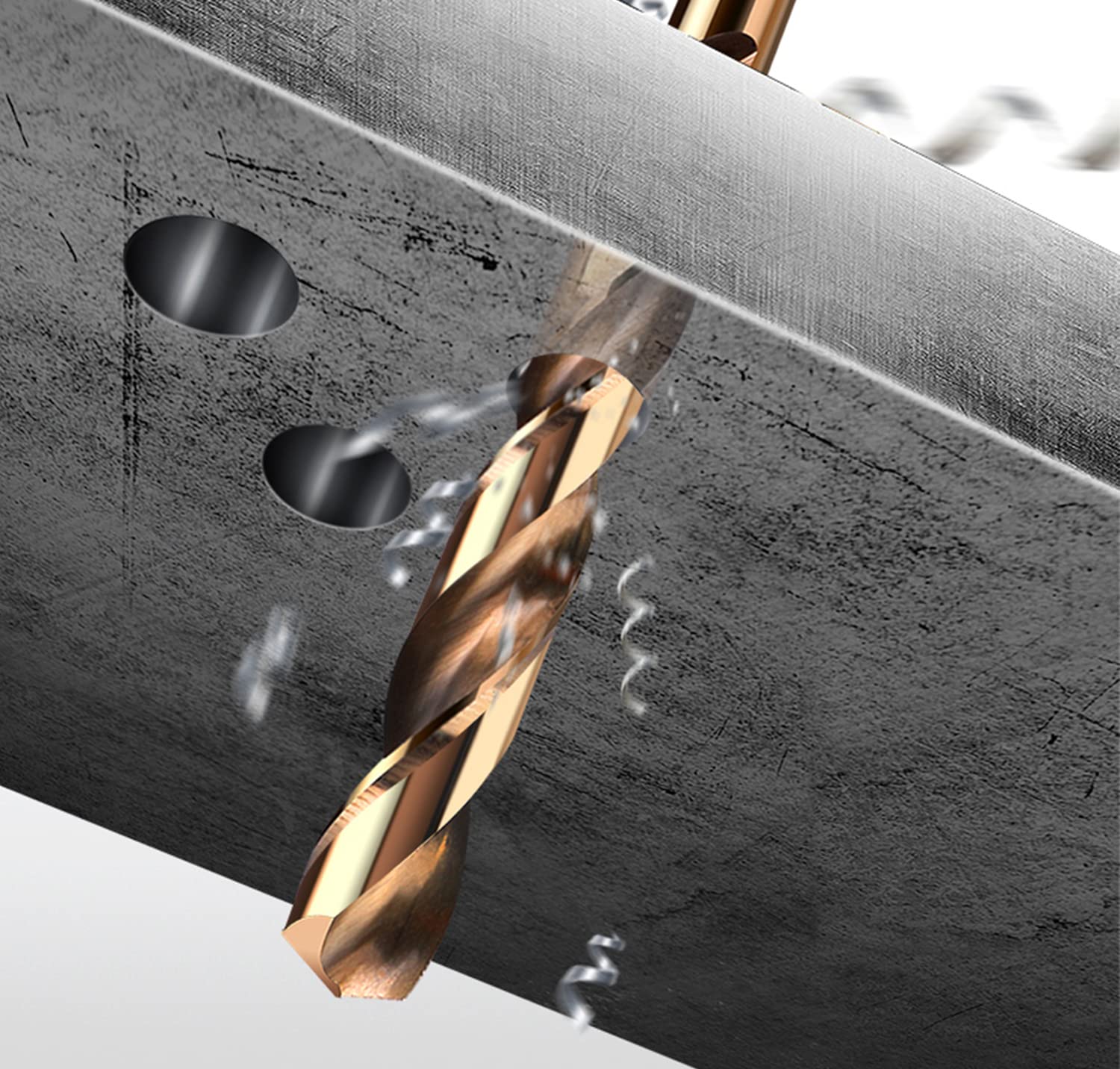 Powertough Titanium Drill Bit Set - 21-Piece M35 Co 5% High Speed Steel HSS for Steel Alloy and Other Hard Metals Fully Ground with 135°Split Point Drill Bits in Deluxe Metal Box E01014