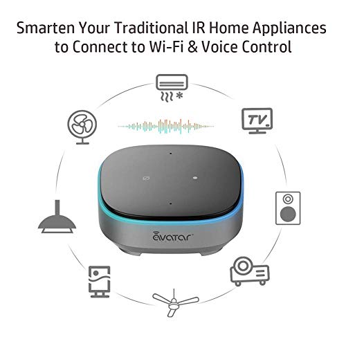WiFi Smart IR Remote Controller with Alexa Built-in, Voice Control Smart Home/Avatar Controls/Infrared Device, Avacube IR Blaster for TV, STB, DVD, AC, Fan(AI Voice Hub)