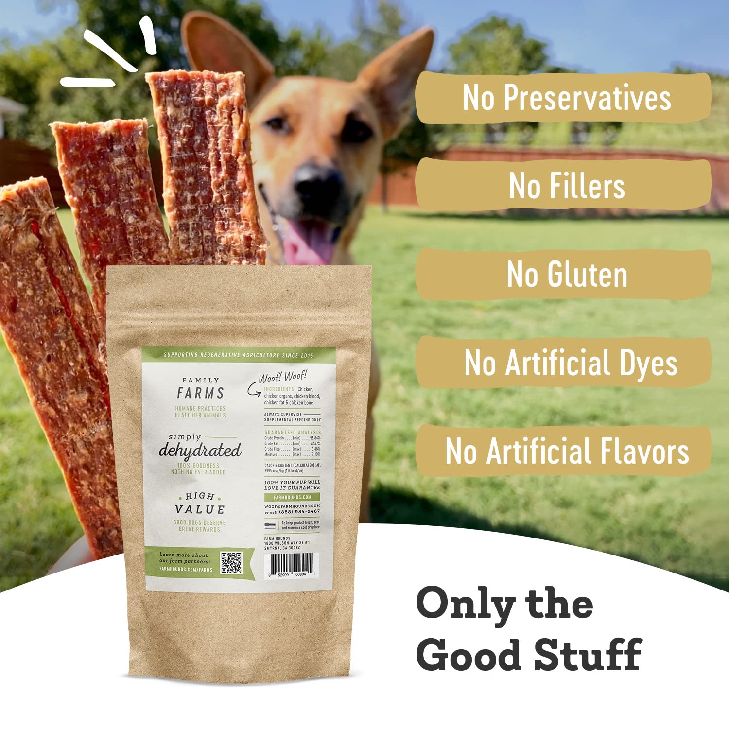 Farm Hounds - Chicken Strips - Premium Natural Chicken Jerky For Dogs - From 100% Humanely Raised Chicken - Break-To-Size - Great For Training & Treats - No Added Fillers - Made in USA -4.5oz - 1 Pack