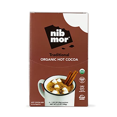 nib mor Vegan Hot Chocolate Packets or Cold Drinking Chocolate Mix | Traditional | Pack of 12 Satchets | Gluten Free, Organic Hot Cocoa