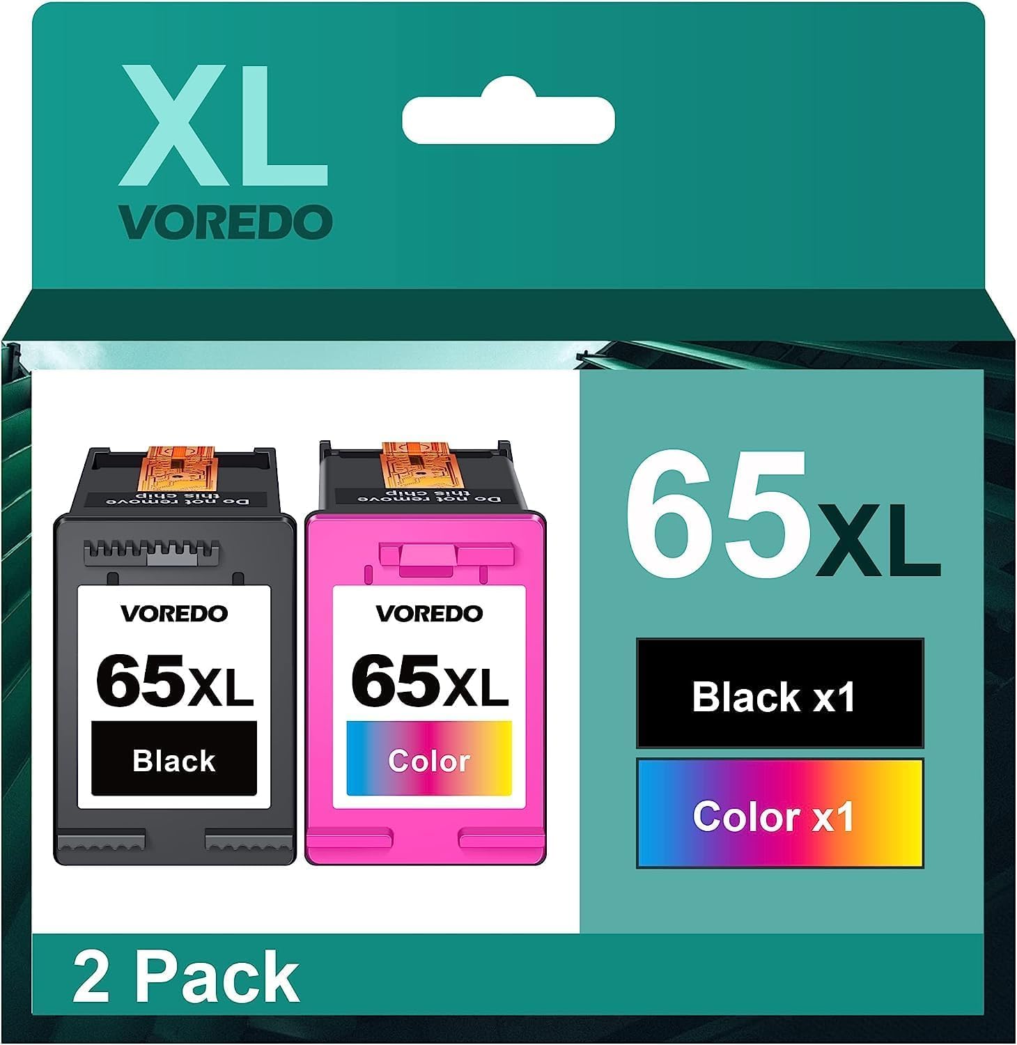 65XL Black and Color Combo Pack Remanufactured Ink for HP 65XL 65 XL for Deskjet 2680 2655 2652 2635 2624 DeskJet 3755 3752 3772 3720 Envy 5058 5052 5055 5034 5032 AMP 100 105 120 (Black, Tri-Color)