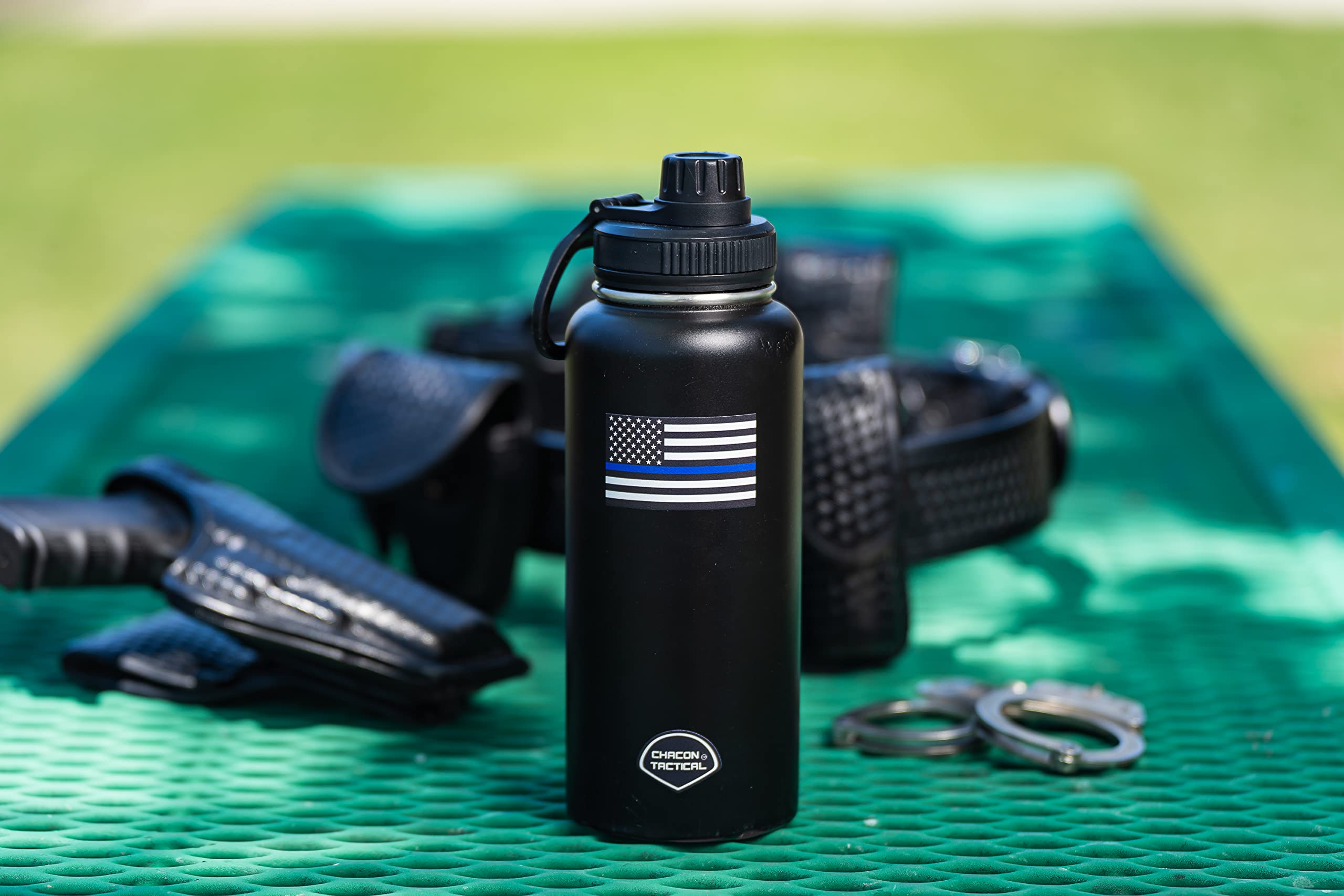 32 oz. Thin Blue Line Steel Sports Water Bottle-Double Wall Vacuum Insulated