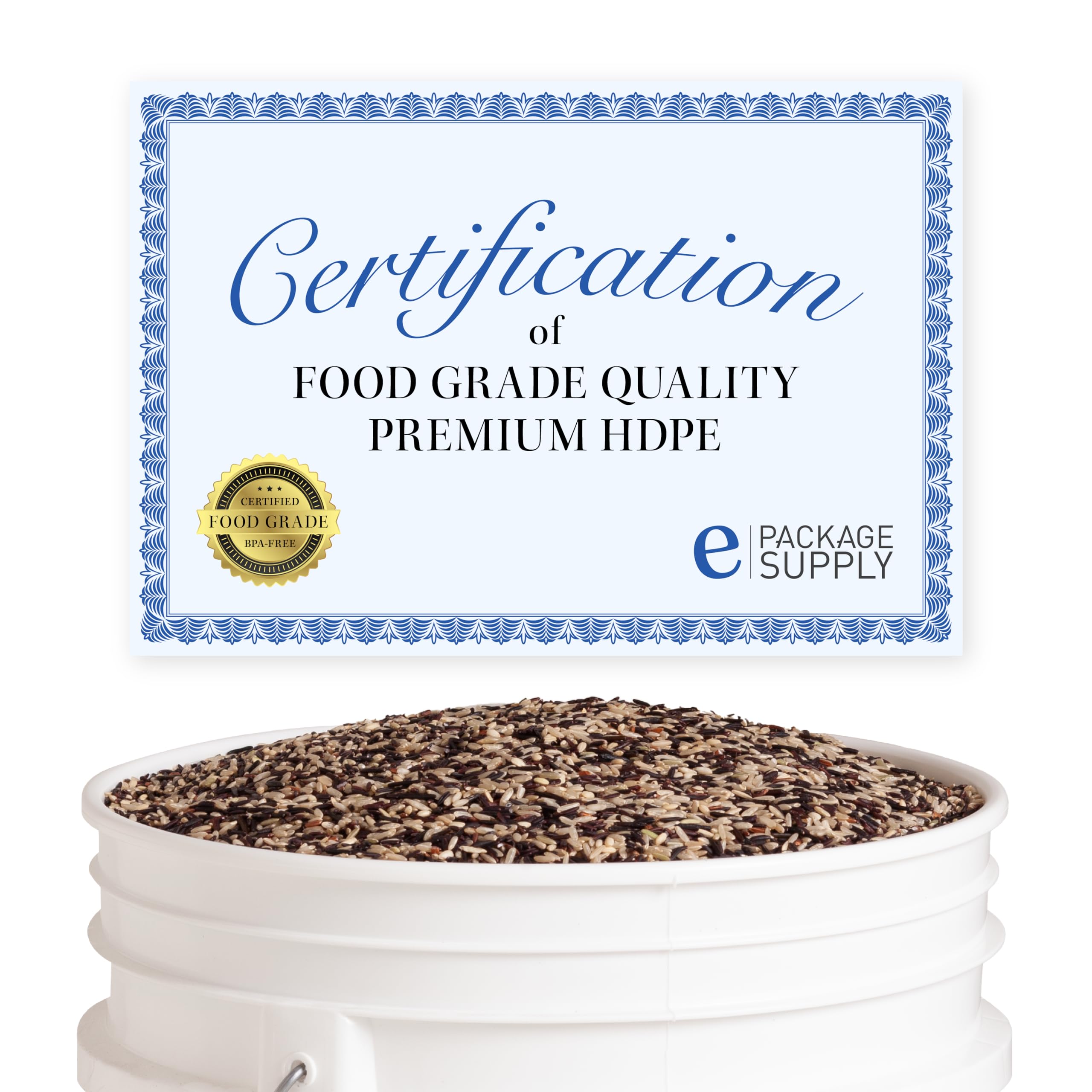 EPackage Supply 7 Gallon Plastic Bucket I Heavy Duty I Food Storage, BPA-Free I 90 Mil All Purpose Pail I Heavy Duty I White (1 Count)