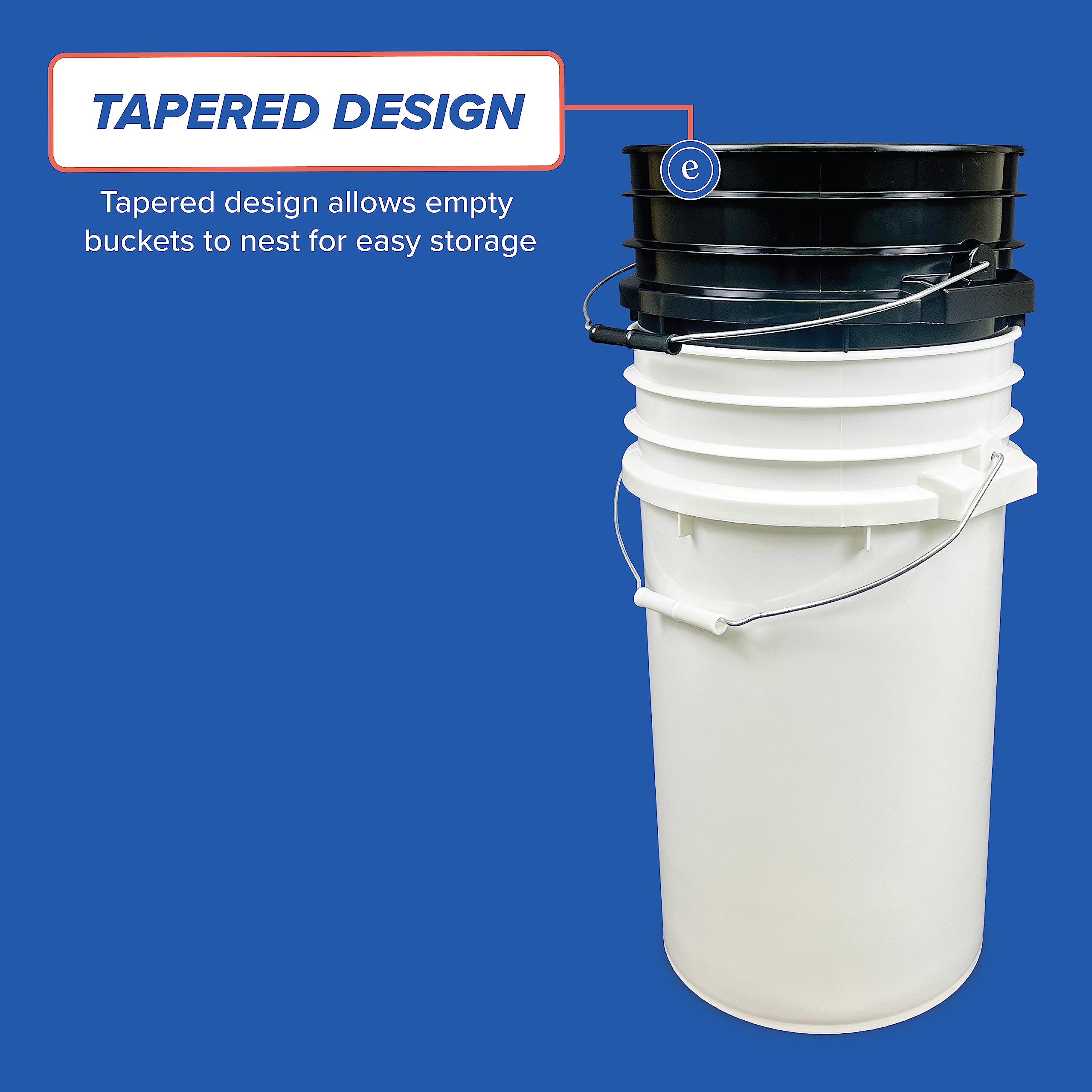 EPackage Supply 7 Gallon Plastic Bucket I Heavy Duty I Food Storage, BPA-Free I 90 Mil All Purpose Pail I Heavy Duty I White (1 Count)