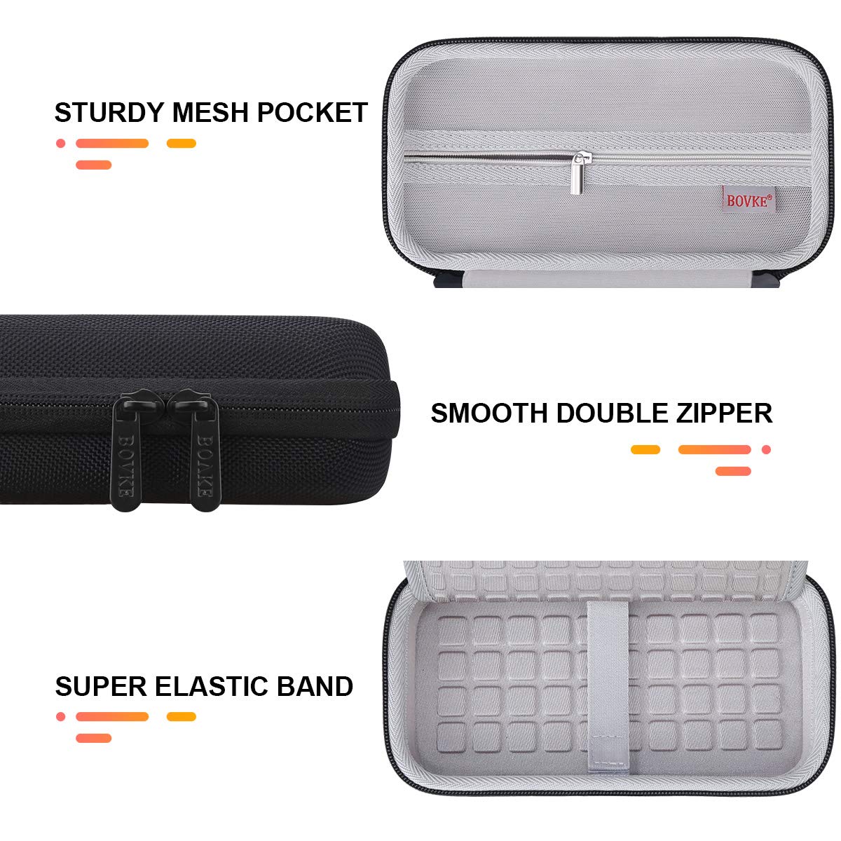 BOVKE Hard Travel Case Compatible with Texas Instruments Ti-84 Plus CE/TI-83 Plus CE Color Graphing Calculator, Large Zipped Pocket for USB Cables, Manual, Pencil and Other Accessories, Black