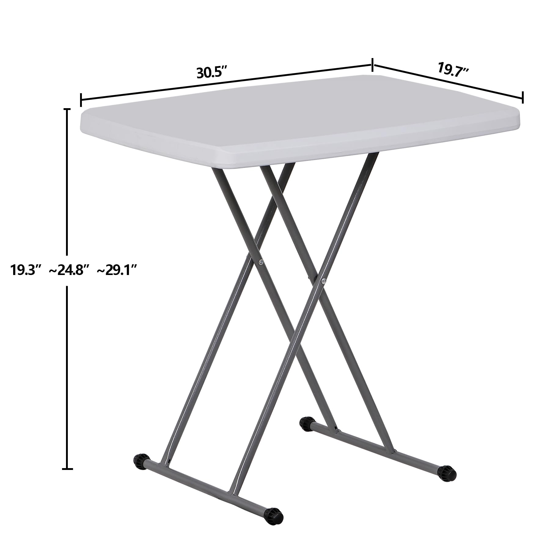 SUPER DEAL 2.5 Foot Plastic Folding Table, Indoor Outdoor Portable Heavy Duty Adjustable Height Kitchen or Camping Barbecues Picnic Party Table, White