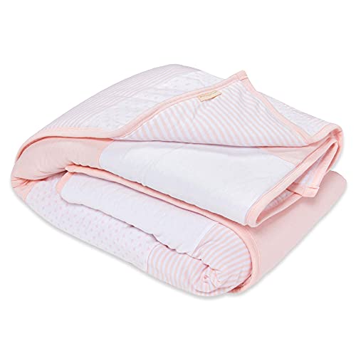 Burt's Bees Baby Infant Reversible Quilt Blanket, Jersey Knit, Soft, 100% Organic Cotton Blankets, with 100% Polyester Fill for Warm Padding, Size 37 x 46 Inch