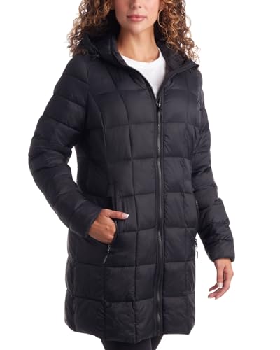 Reebok Women's Winter Jacket - Long Length Quilted Puffer Parka - Heavyweight Outerwear Coat for Women (S-XL), Size Medium, Black