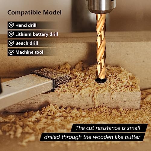 Titanium Drill Bit Set, HSS Twist Drill Bits, Quick Change Drill Bits Set Straight Shank, 135 Degree Metal Drill for General Purpose, 1/16"-1/2" by 11/64" 13 Piece Kit with Storage Case