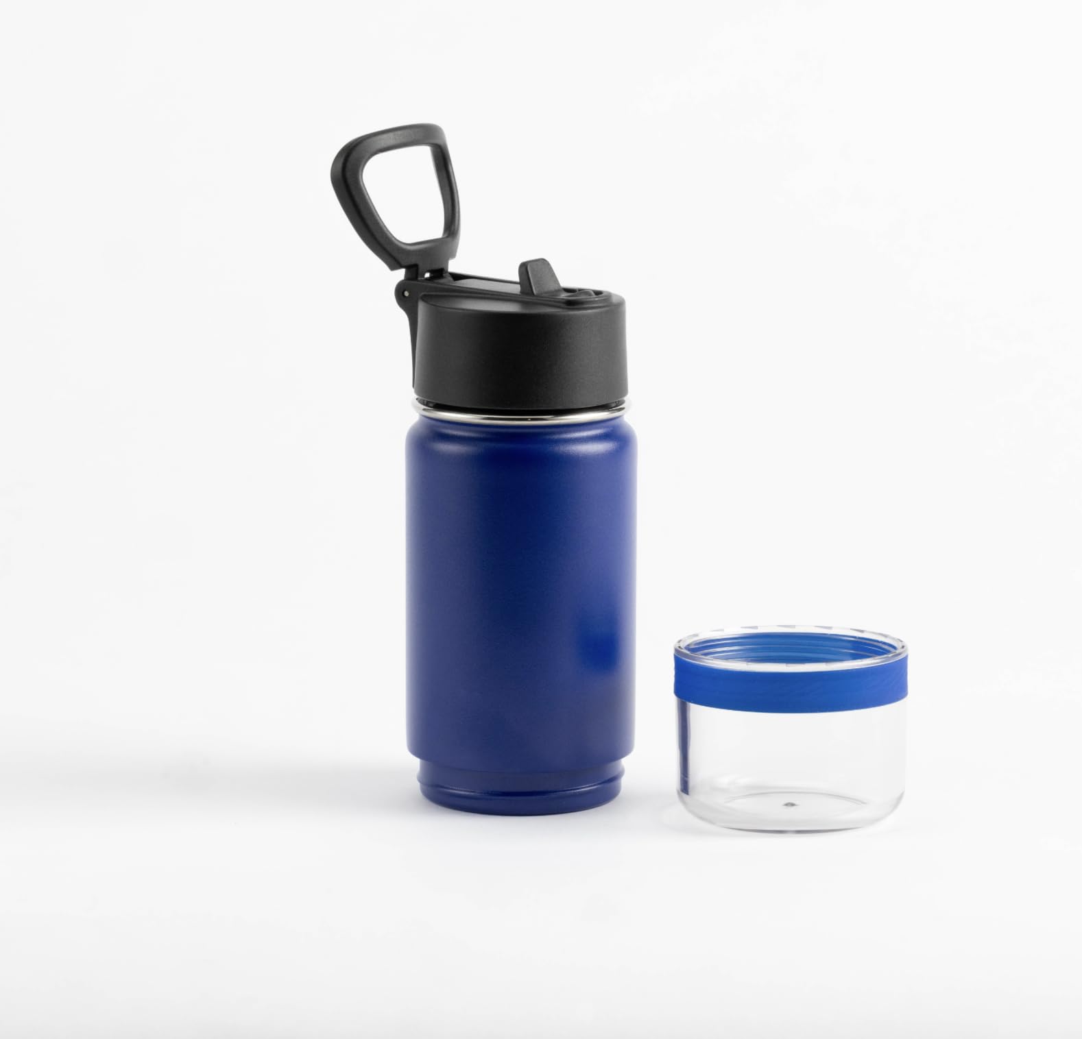 Newage Water Bottle Storage (Blue) 12oz (Stainless Steel, Straw Lid, Leak-Proof, Extra Compartment, Insulated, Powder Coated, Durable Carry Handle) Men, Women, & Kids