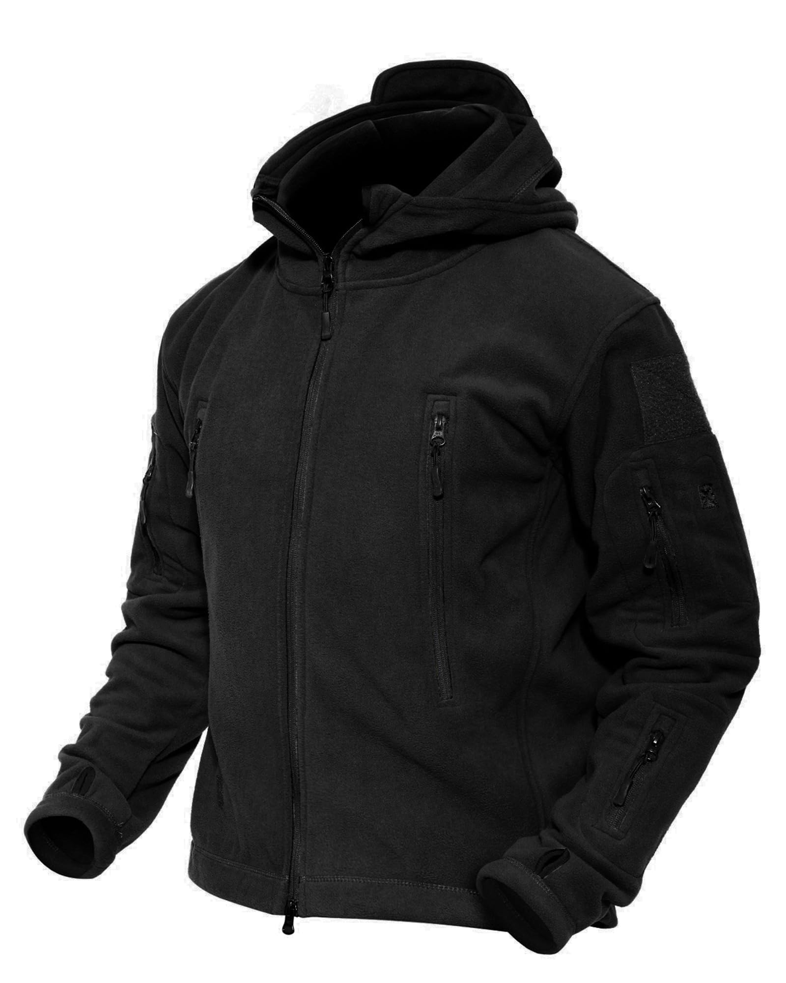 MAGCOMSEN Hoodies for Men Fleece Lined Tactical Jackets Mens Fleece Jackets Work Jacket Mens Jacket Outdoor Black XL