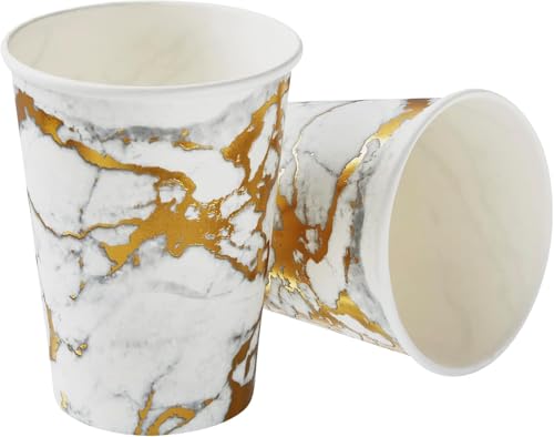 Silver Spoons Gold 9 Oz Marble Collection Disposable Coffee Cups - 18 Count