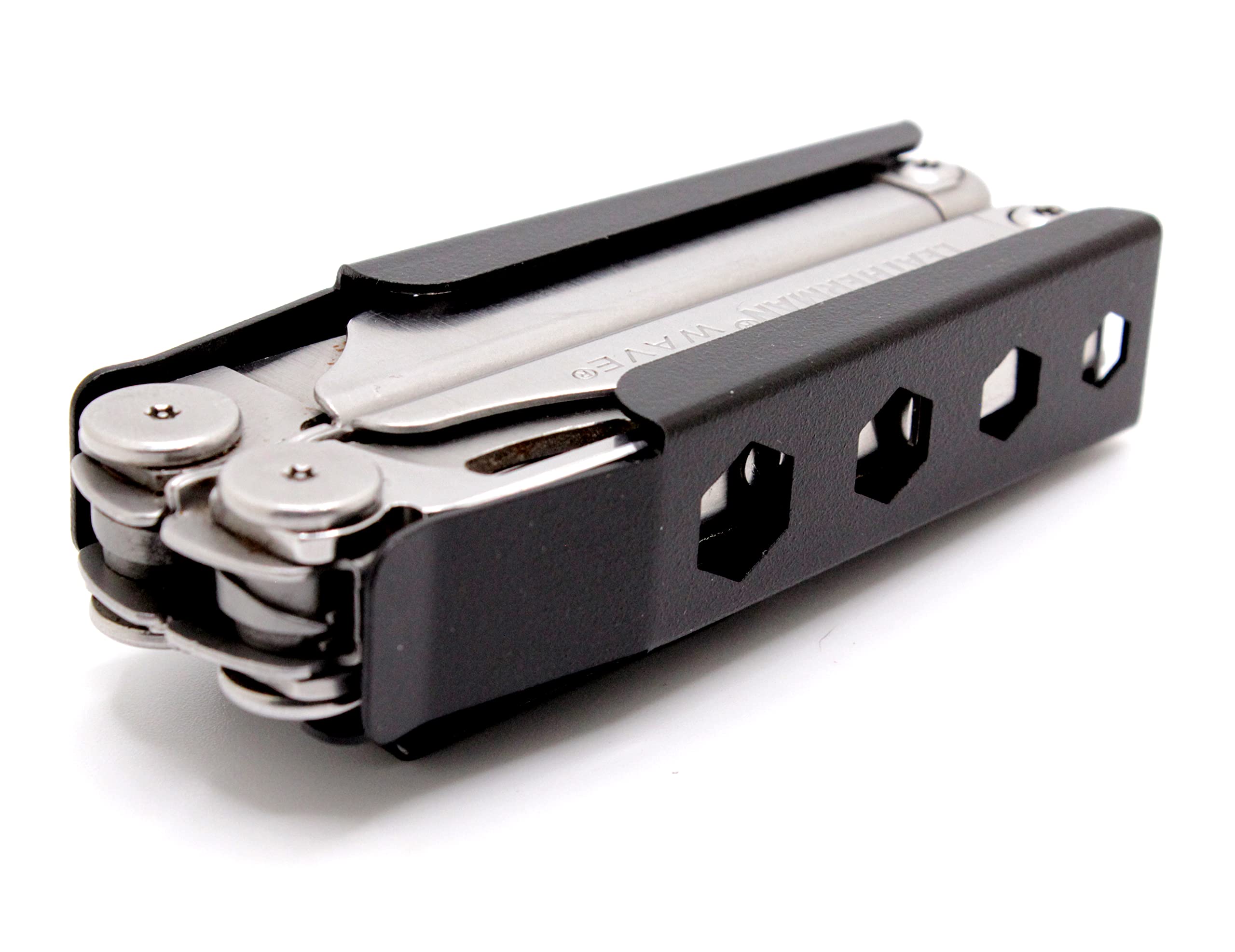 WAVE PLUS/NEW WAVE Sheath Compatible with Leatherman Multitools Made in The USA made of spring steel (TOOL NOT INCLUDED) (2.25" BELT CLIP)