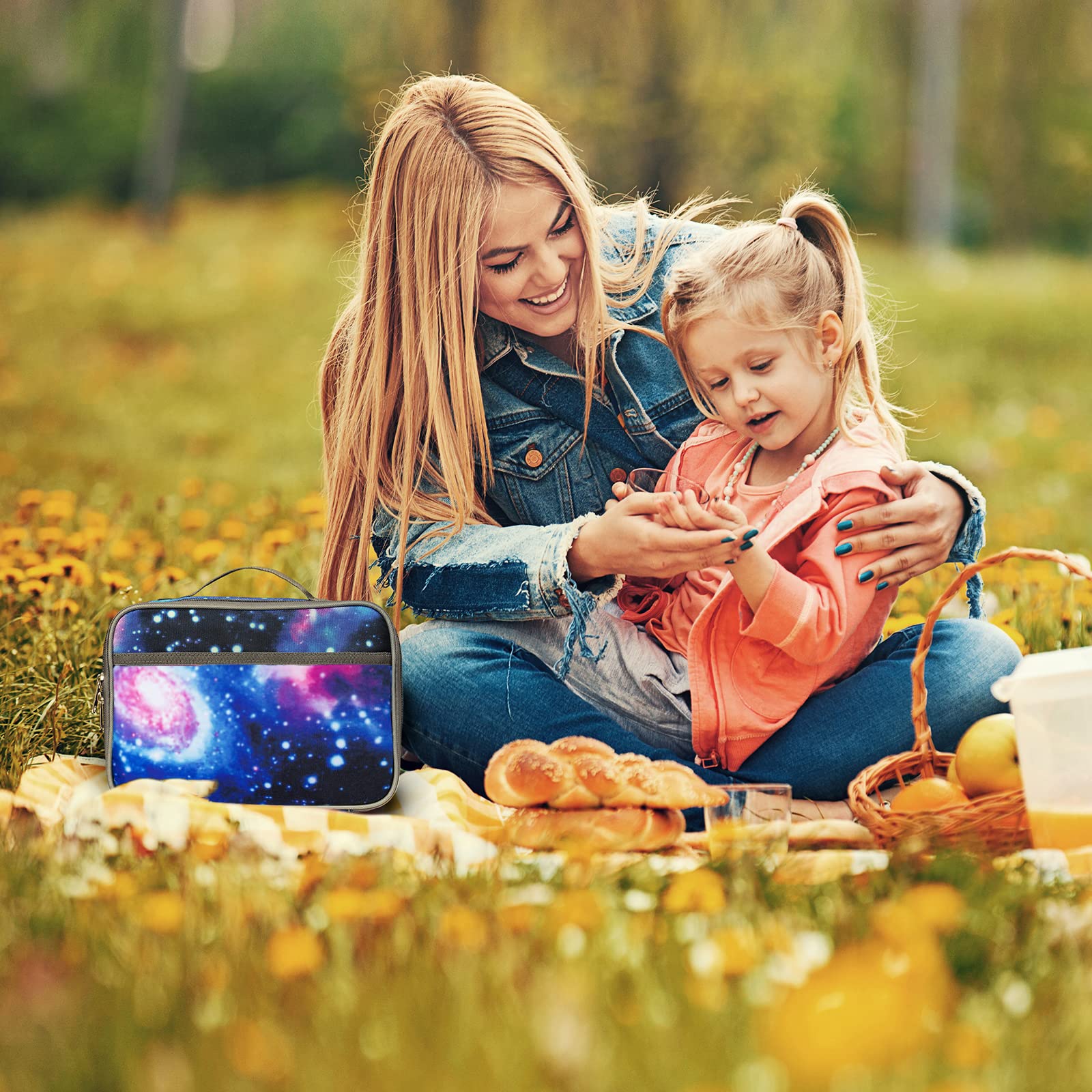 WeiWyTex Galaxy Insulated Lunch Bag for Boys/Girls, Reusable Cooler Lunch Box for Kids School/Picnic/Travel