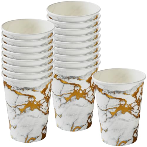 Silver Spoons Gold 9 Oz Marble Collection Disposable Coffee Cups - 18 Count