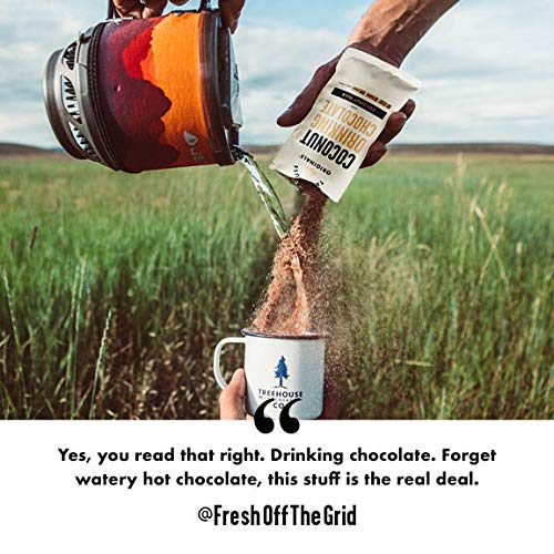 Treehouse Originals Organic Hot Chocolate | 72% Cacao Peruvian Dark Chocolate | Gluten-Free, Soy-Free, Hot Cocoa Mix | 1.2 oz (Coconut, 10 Pack)